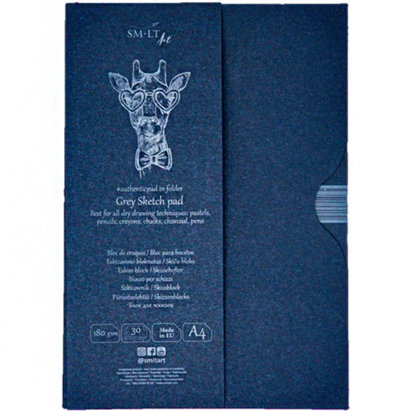 Sketch binder in AUTHENTIC A4 folder, 180g/m2, 30 sheets, gray, SM-LT Art
